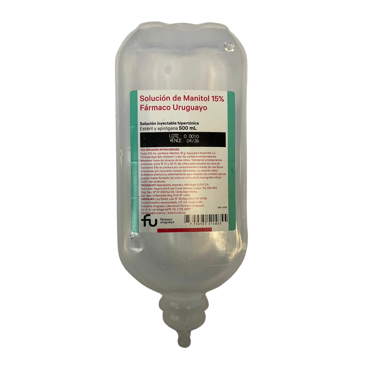 Suero Manitol 15% Farmaco Uruguayo 500ml Inyectable – Veterinaria La ...