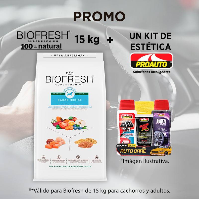 Biofresh Cachorro Raza Media 15Kg con Kit Estetica Auto – Veterinaria ...